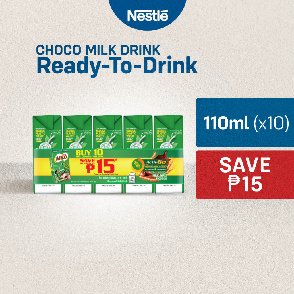 [Buy 10 Save P15] Milo Ready-to-Drink Chocomalt Milk Drink 110ml