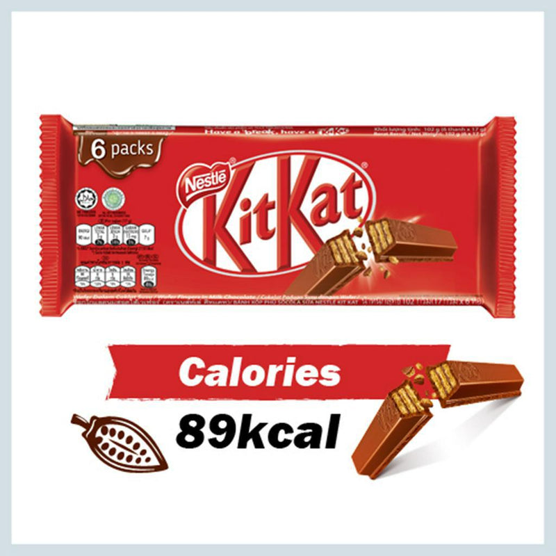 KITKAT 2 Finger Milk Chocolate Bar Flowrap 6-Pack 17g - Pack of 2