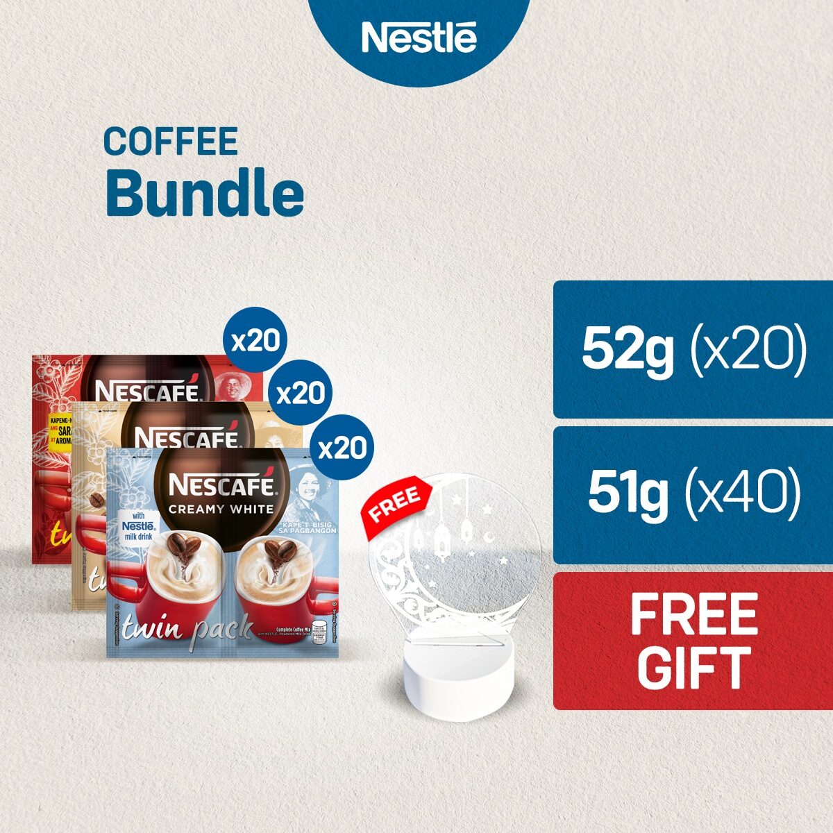 [FREE RAM LAMP] Nescafé 3-in-1 Coffee Twin Pack (Creamy Latte, Creamy