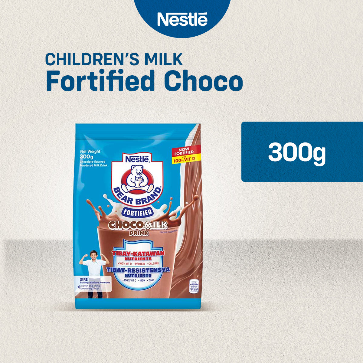 Bear Brand Fortified Choco Powdered Milk Drink 300g