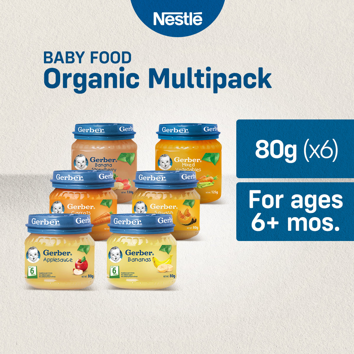 GERBER Bundle Pack - Pack of 6 (Applesauce, Carrot, Banana, Squash, Mi