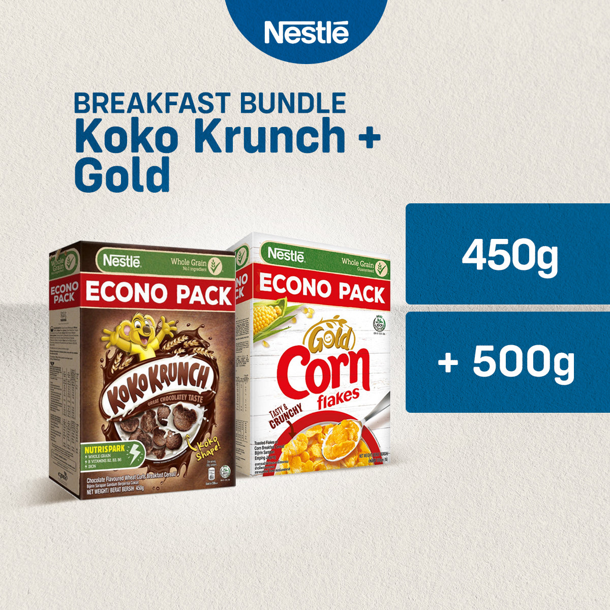 KOKO KRUNCH Breakfast Cereal 450g + GOLD CORN FLAKES Breakfast Cereal