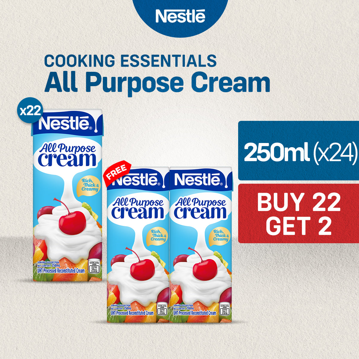Buy 22 Nestle All Purpose Cream 250ml Get 2 FREE Nestle All Purpose Cr