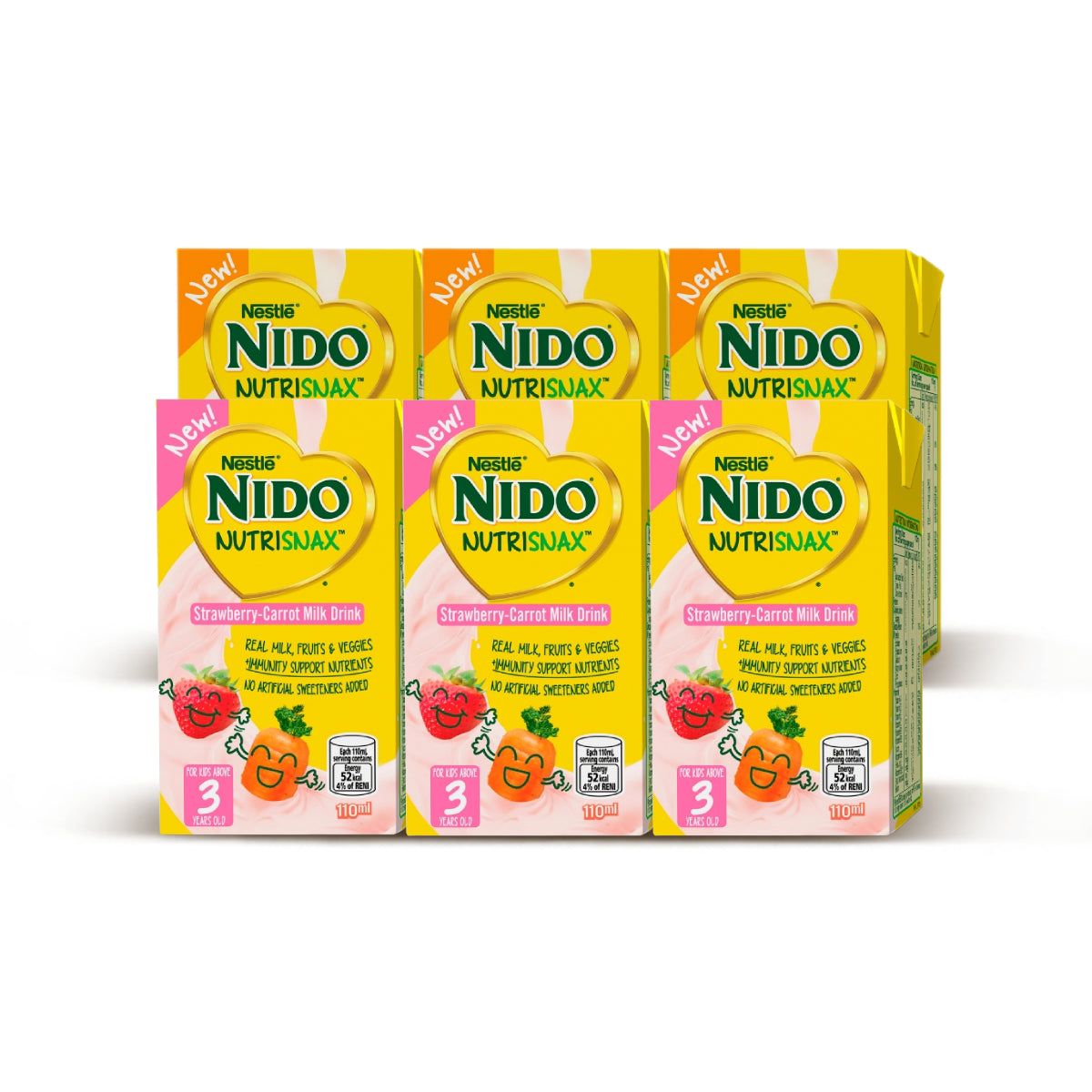 NIDO Nutrisnax Strawberry-Carrot and Banana-Carrot Milk Drink 110ml
