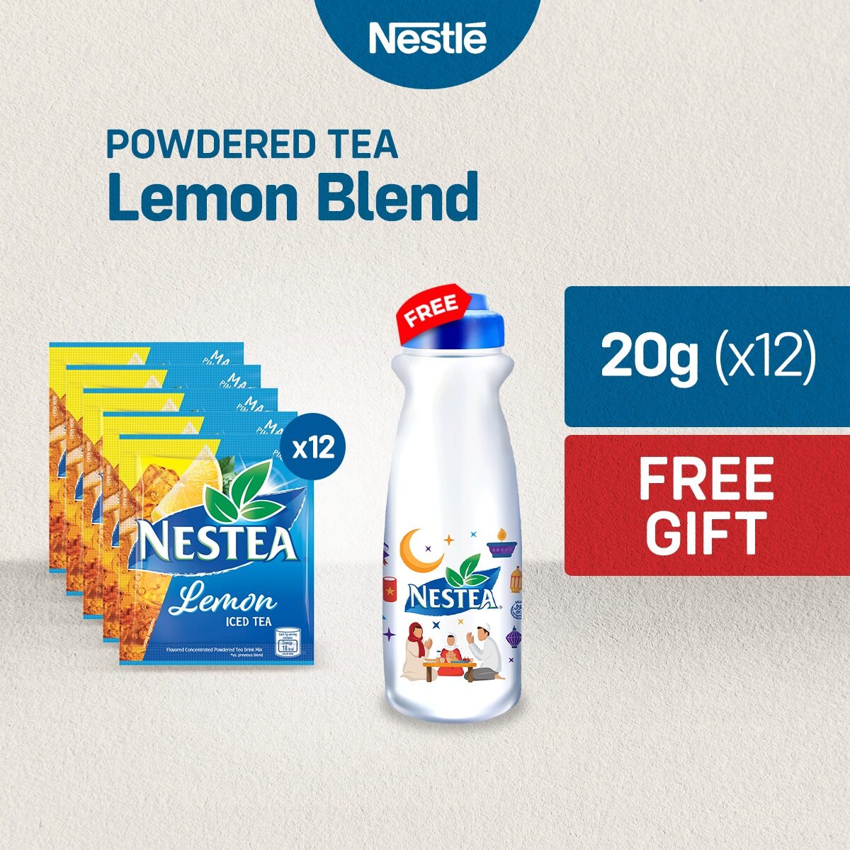 [FREE RAMADAN PITCHER] Nestea Lemon Blend Iced Tea 20g - Pack of 12