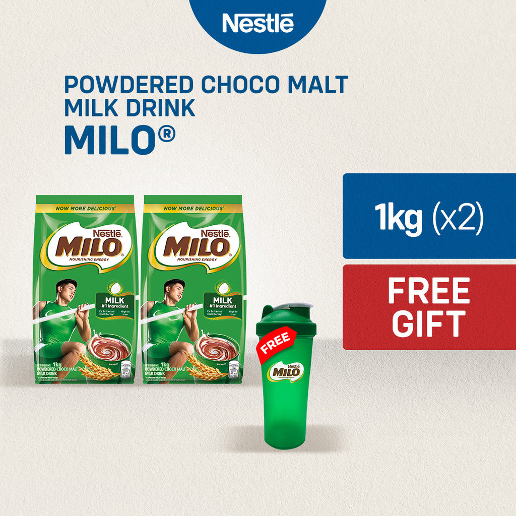 Milo Powdered Choco Malt Milk Drink 1kg - Pack of 2 with FREE Tumbler