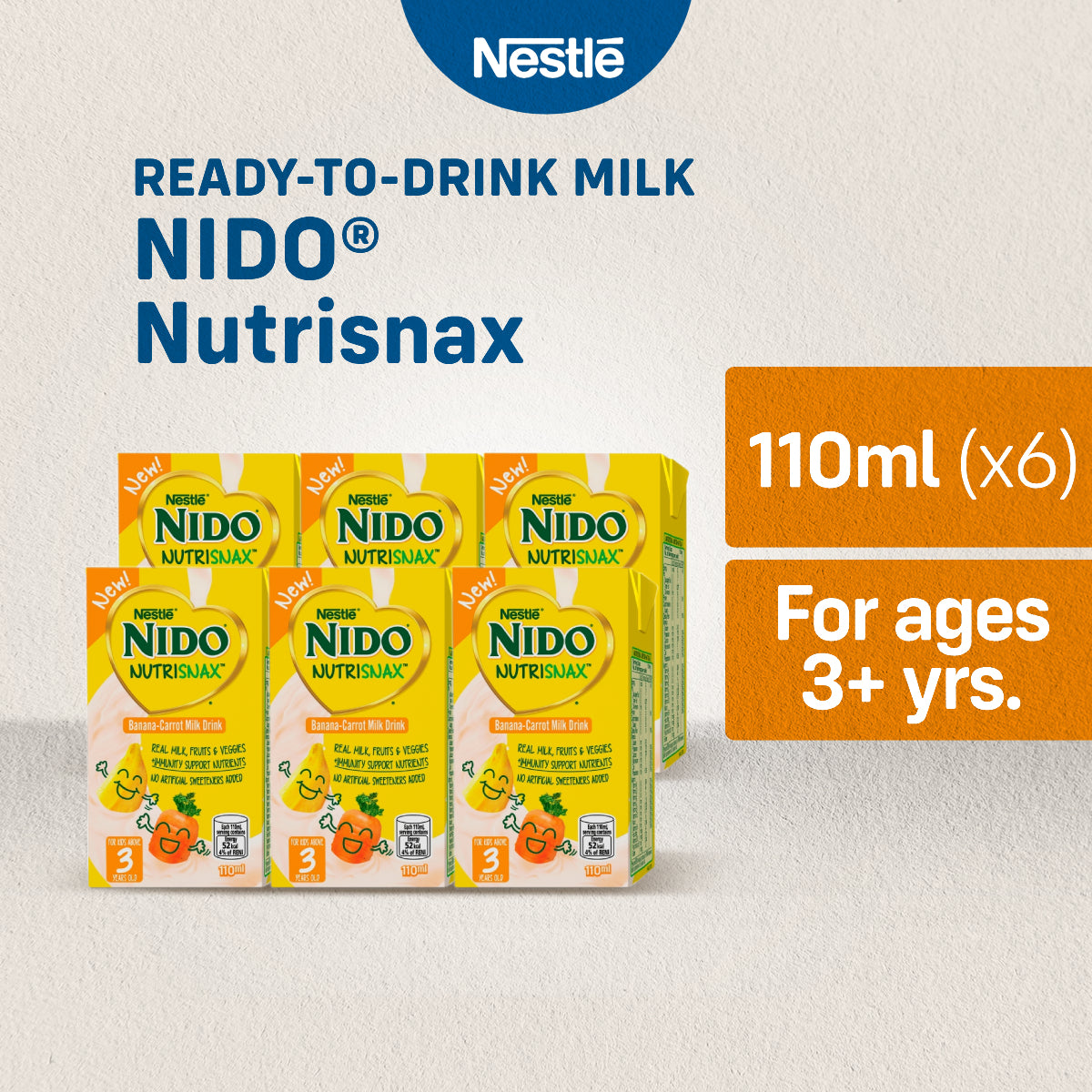 NIDO Nutrisnax Banana-Carrot Milk Drink 110ml - Pack of 6
