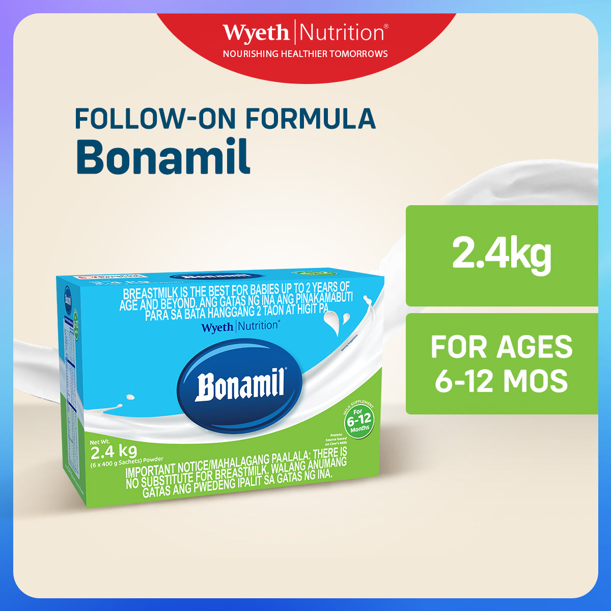 BONAMIL® Stage 2 Infant Formula for 6-12 months 2.4kg (400g x 6)