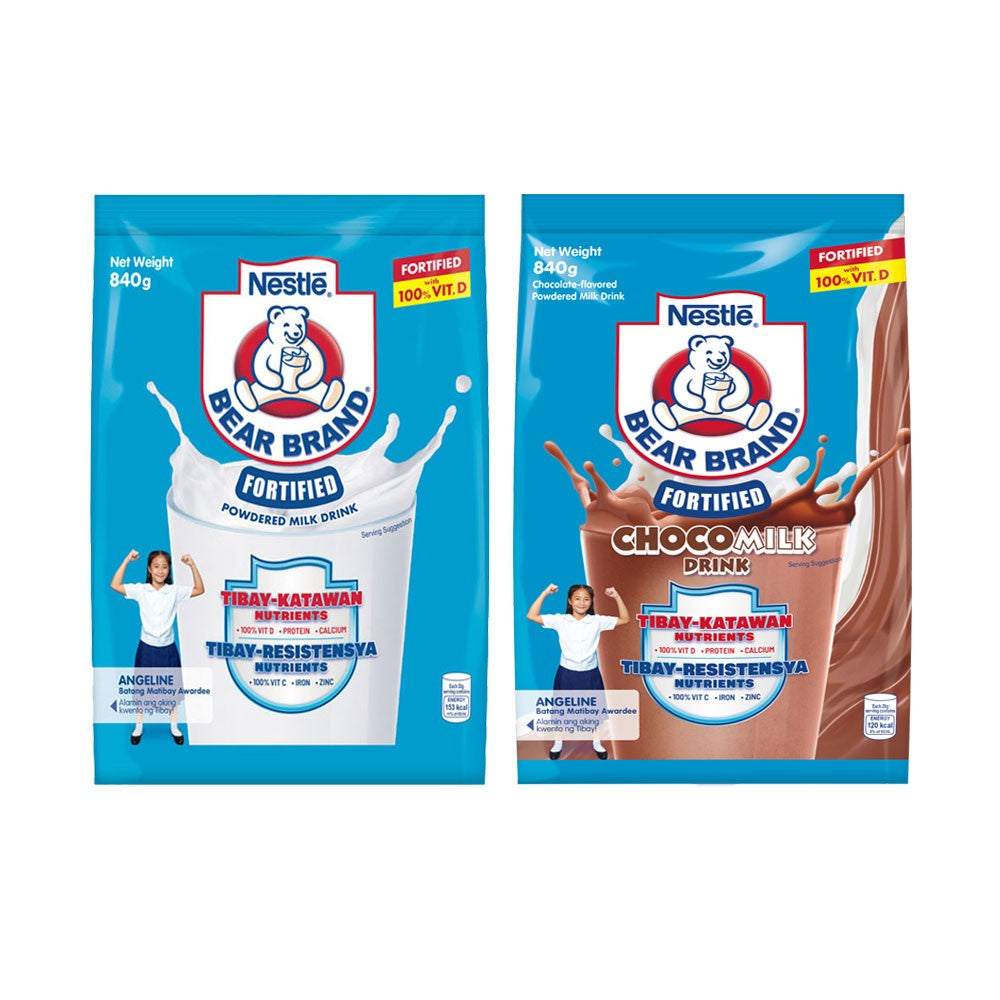 Bear Brand Fortified Powdered Milk Drink 840g and Choco Powdered Milk