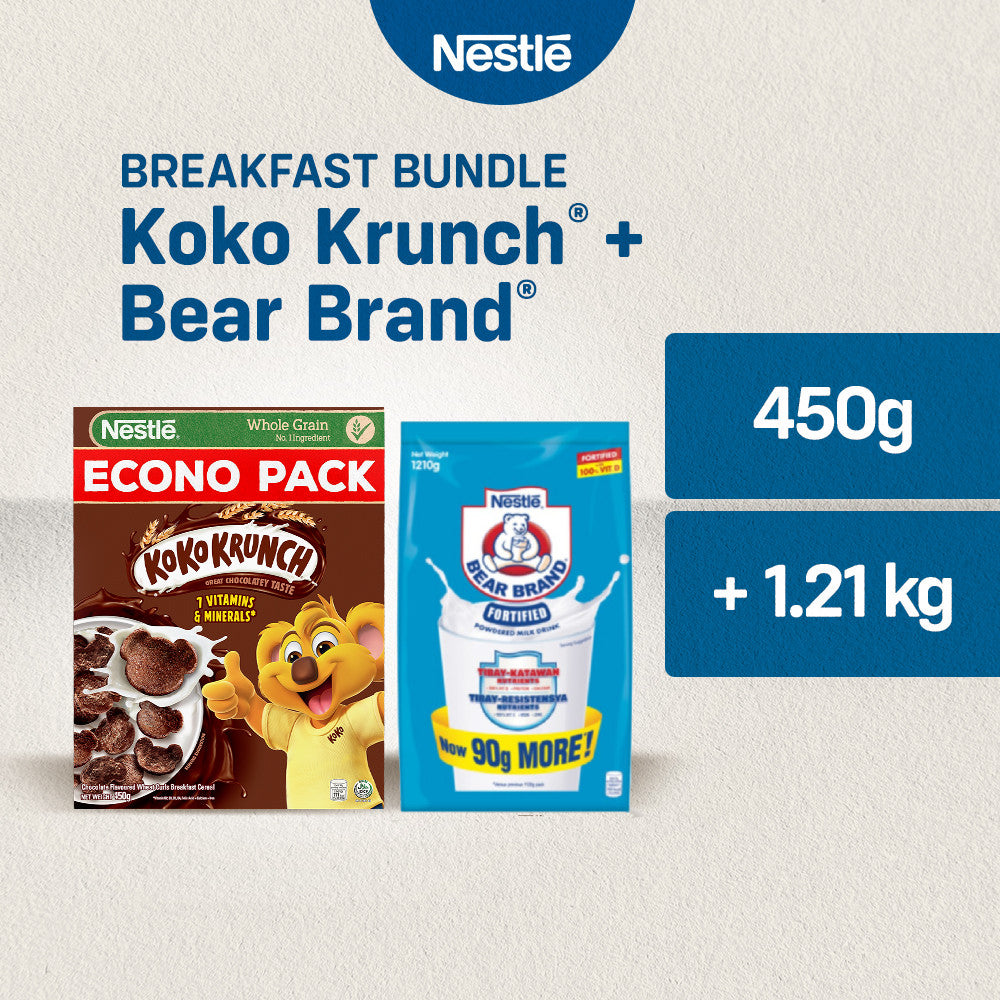 Koko Krunch Breakfast Cereal 450g + Bear Brand Fortified Powdered Milk