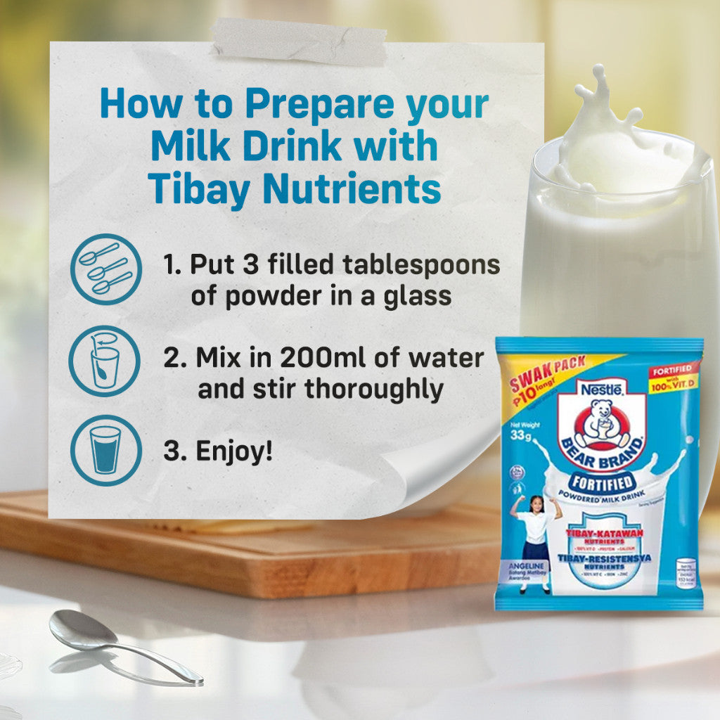 Bear Brand Fortified Powdered Milk Drink Swak 33g - Pack of 48 sachets