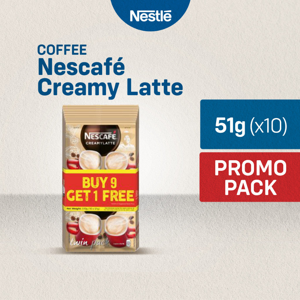 [Buy 9 Get 1] Nescafe Creamy Latte 3-in-1 Coffee Twin Pack 51g - Pack