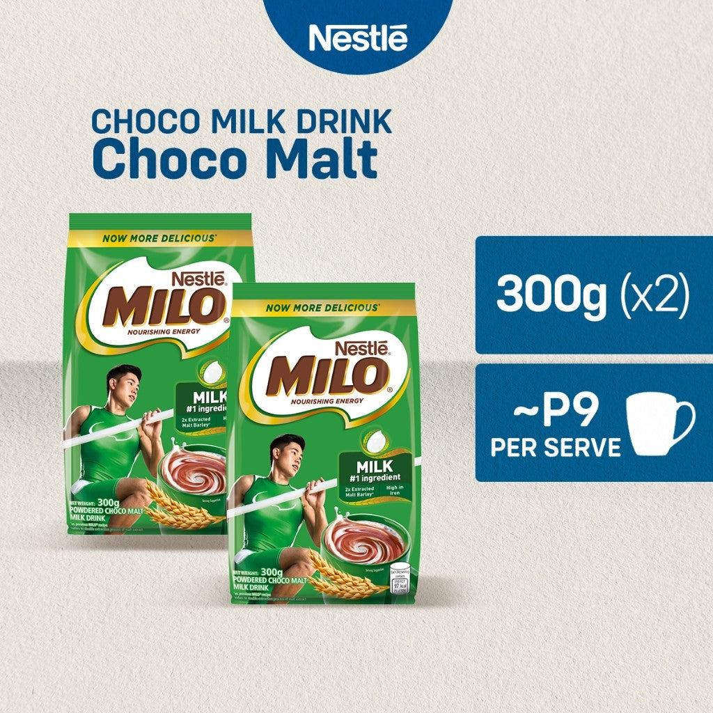 Milo Powdered Choco Malt Milk Drink 300g - Pack of 2