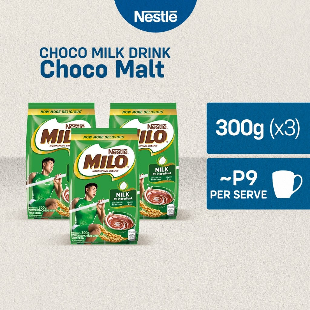 Milo Powdered Choco Malt Milk Drink 300g - Pack of 3