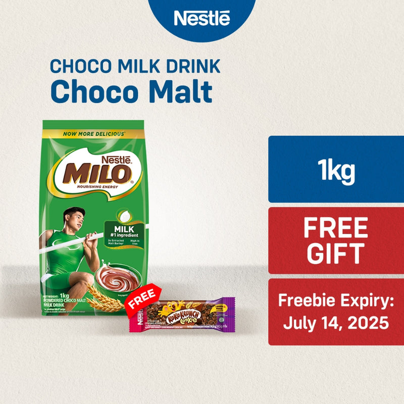 [FREE CEREAL BAR] Milo Choco Malt Powdered Milk Drink 1kg (Freebie Exp