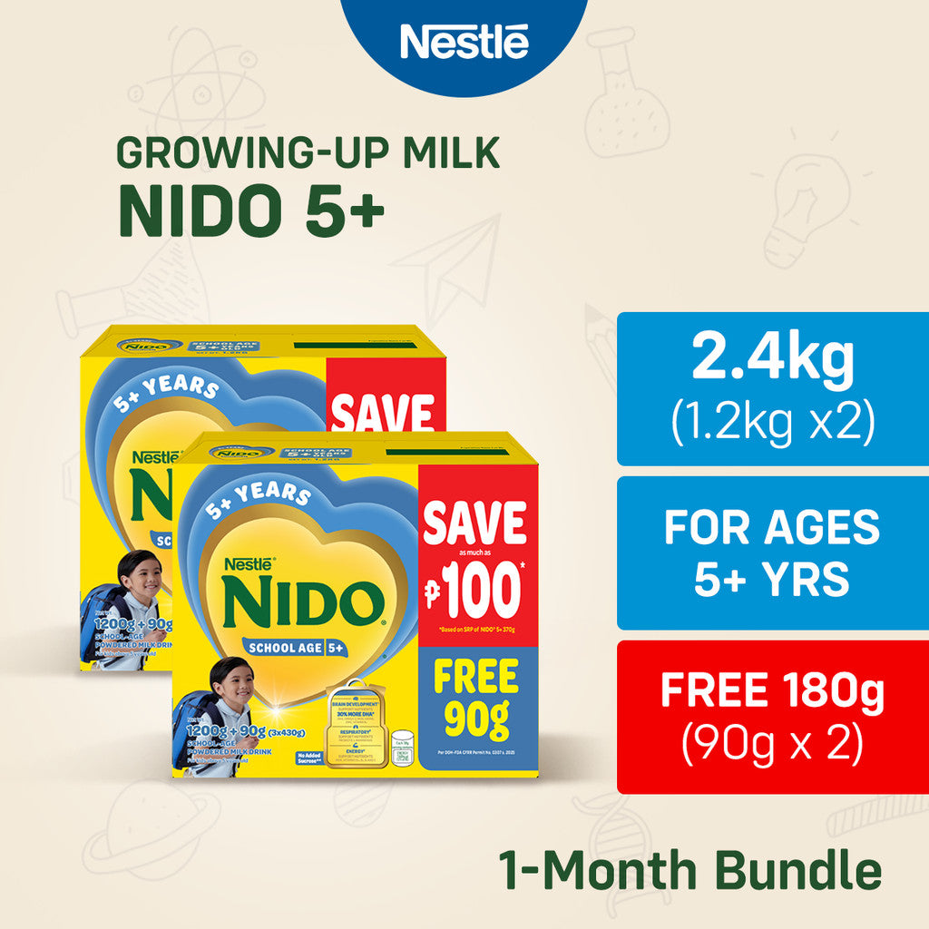 [FREE 180g] NIDO 5+ Growing-Up Milk Powder for School-Age Children 5+