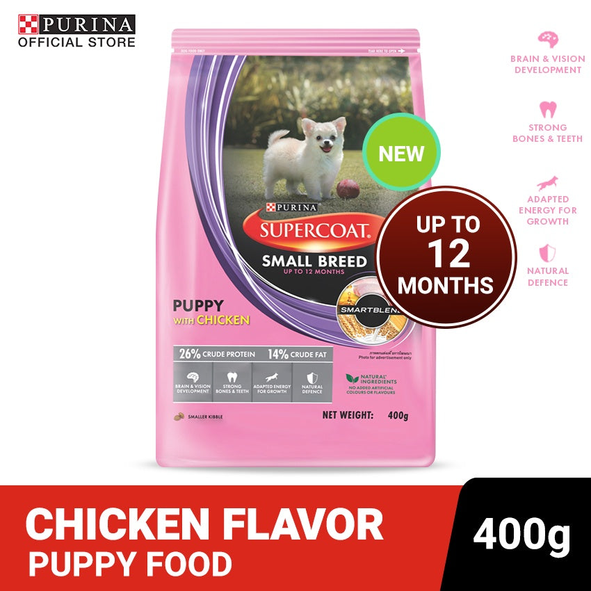 Purina Supercoat Puppy Small Breed Chicken-based Dry Dog Food 400g