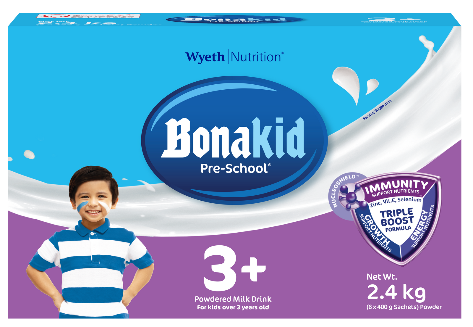 BONAKID PRE-SCHOOL 3+ Powdered Milk Drink for Children 2.4kg (400g x 6
