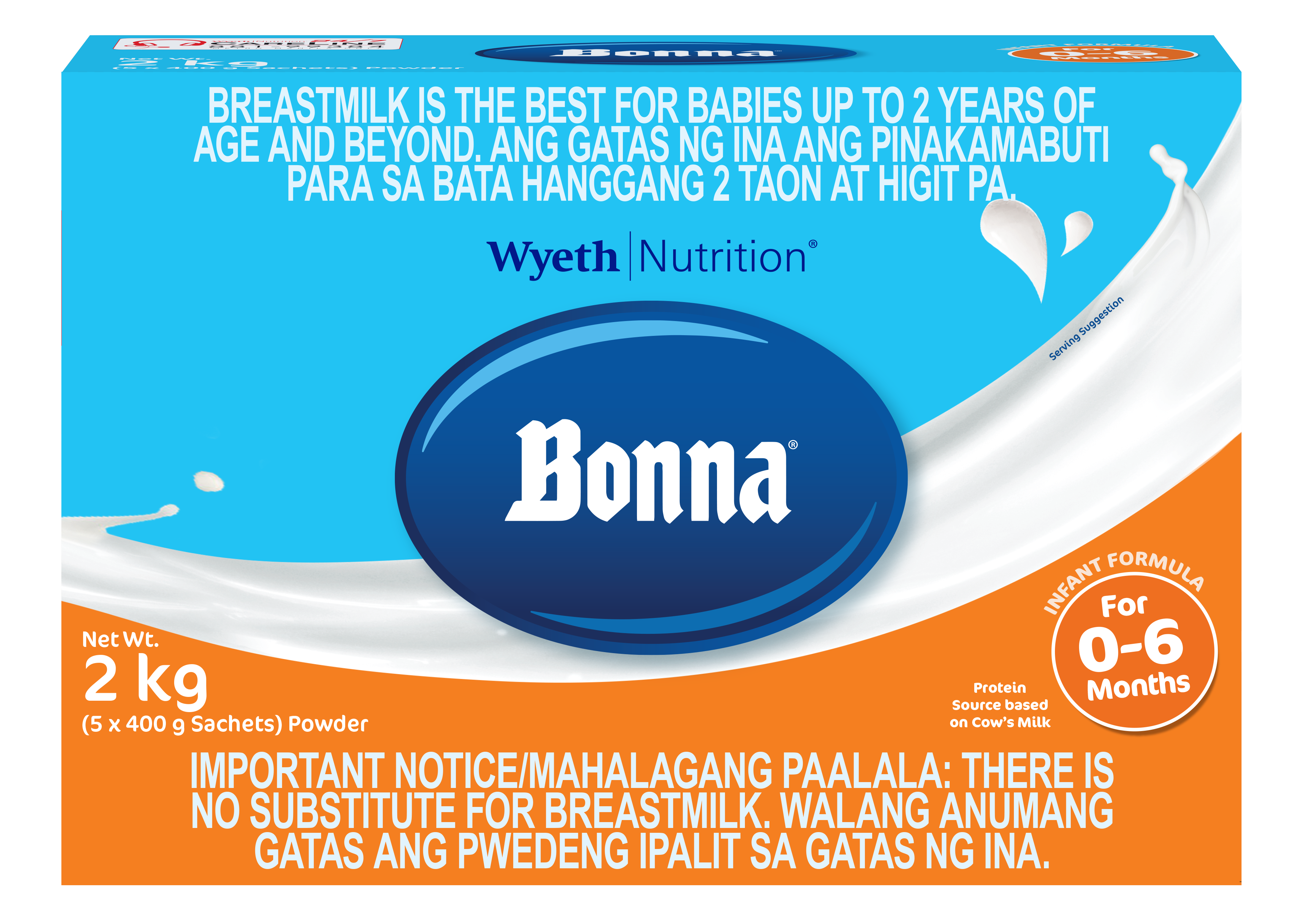 BONNA Infant Formula for 0 to 6 months 2kg (400g x 5)