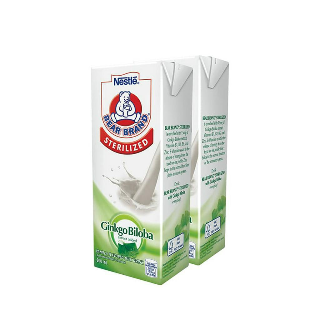 Bear Brand Sterilized UHT Milk with Gingko Biloba 200ml - Pack of 2