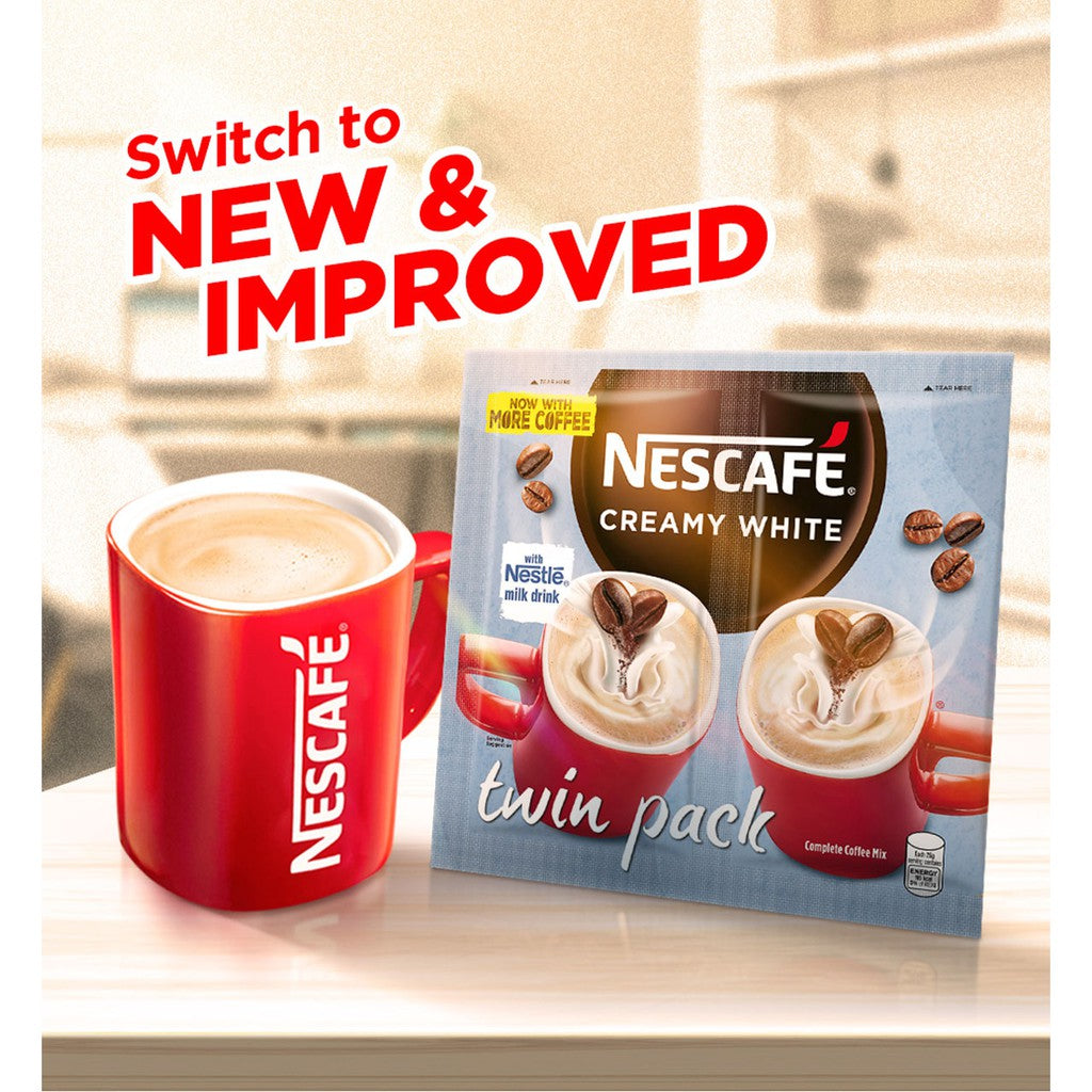 NESCAFE Creamy White 3-in-1 Coffee Twin Pack 51g - Pack of 20