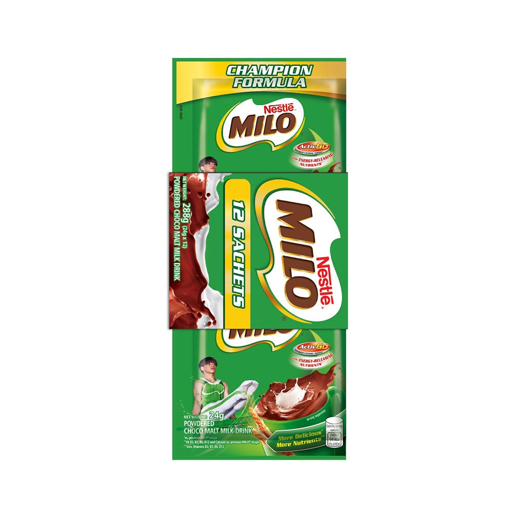MILO Activ-Go Choco Malt Powdered Milk Drink 24g - Pack of 12