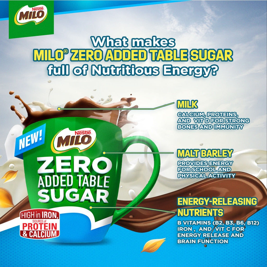 MILO Zero Added Table Sugar Powdered Choco Malt Milk Drink 26g - Pack